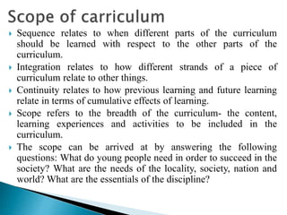 Curriculum development scope, elements and importance | PPTX