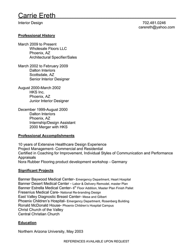 Carrie Ereth Resume(011010) | PDF