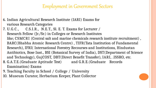 Carrier after BSc and MSc Botany.pptx. imp | PPT