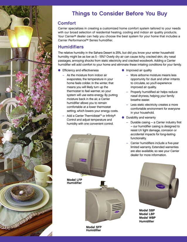 Carrier Performance Humidifier | PDF
