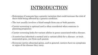 CARRIER SCREENING TEST, latest information | PDF