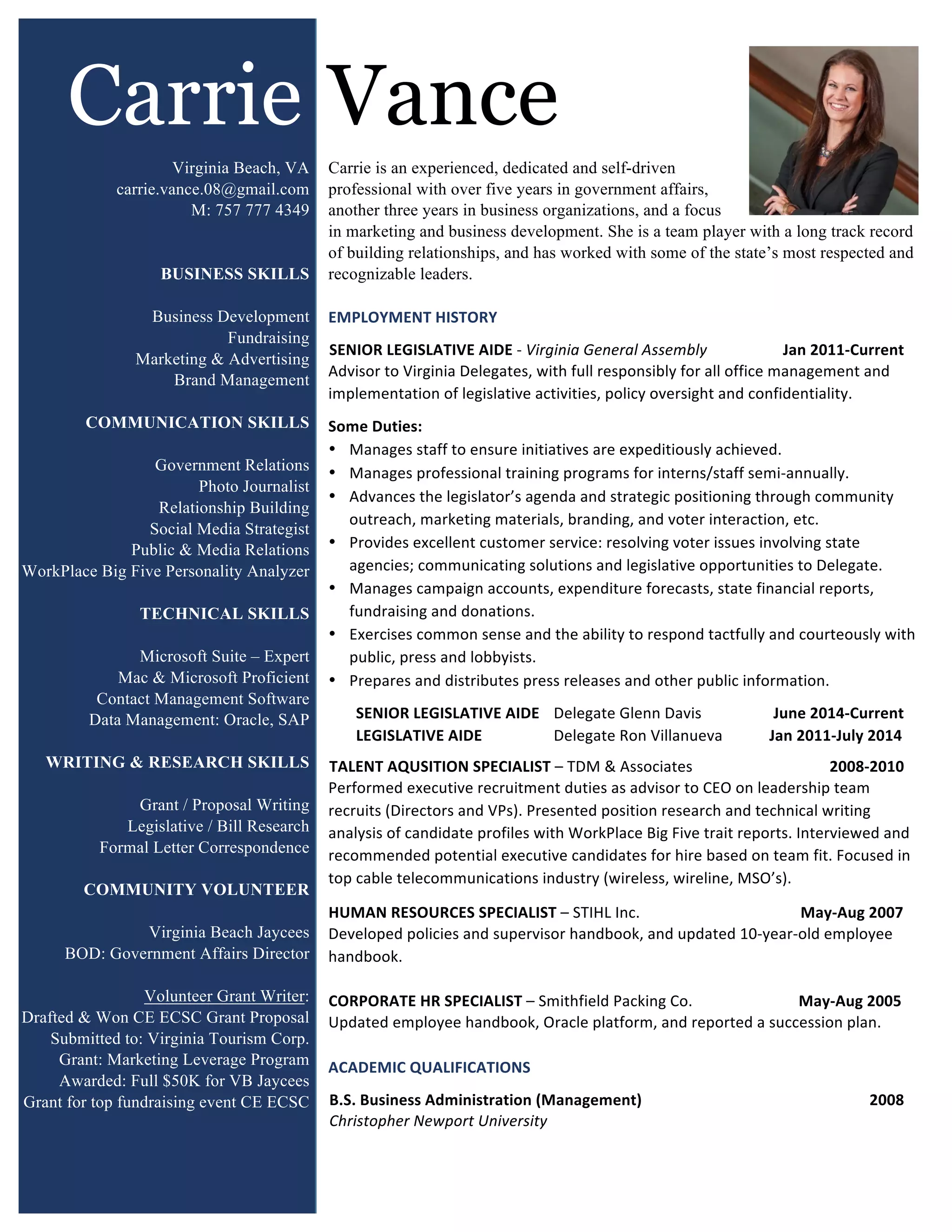 Carrie Vance Resume | PDF