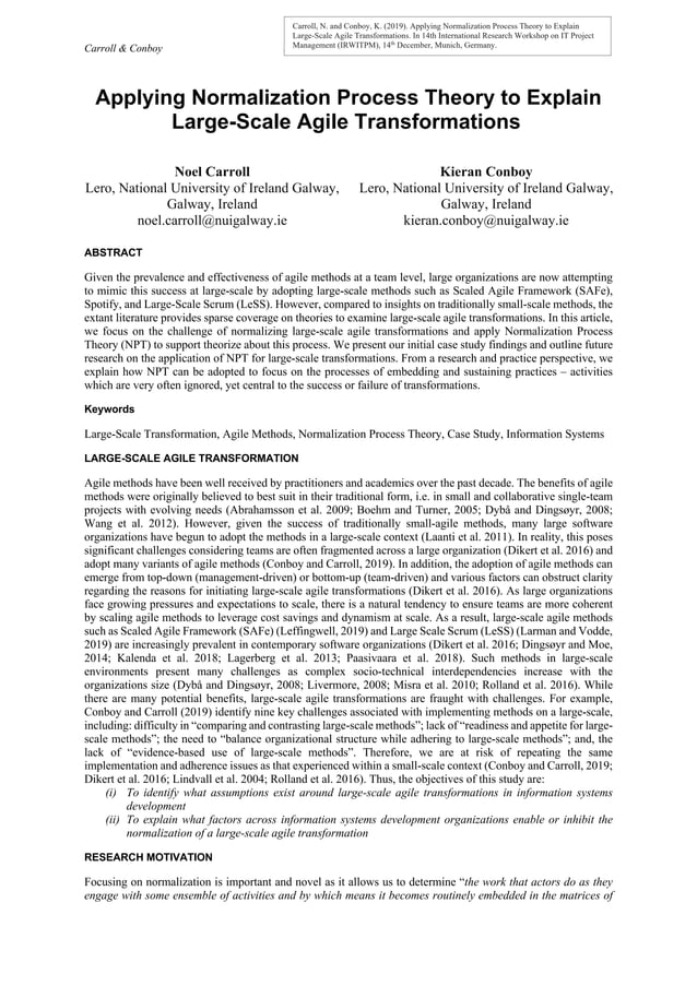 Carroll-2019--Large-ScaleAgileTransformations.pdf | Web Development | Internet