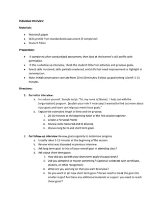 GED Tutoring Individual Interview | DOCX