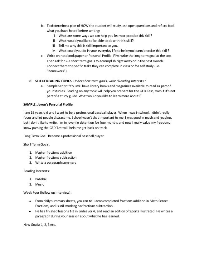 GED Tutoring Individual Interview