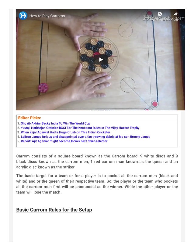 Carrom board guide | PDF | Board Games and Puzzles | Games and Puzzles