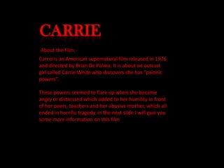 Carrie horror film (1976) | PPTX