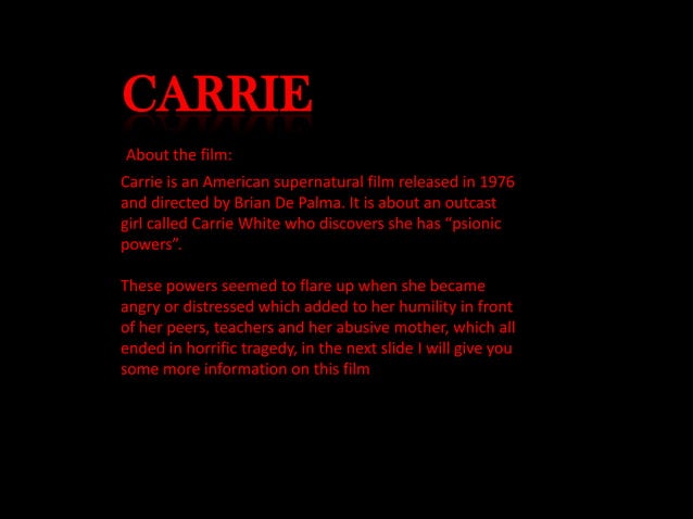 Carrie horror film (1976) | PPTX