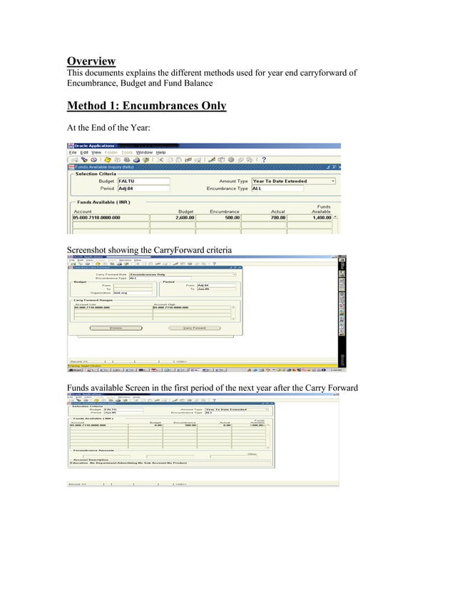 Oracle Carry Forward Methods | PDF