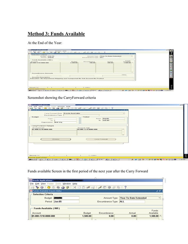 Oracle Carry Forward Methods | PDF
