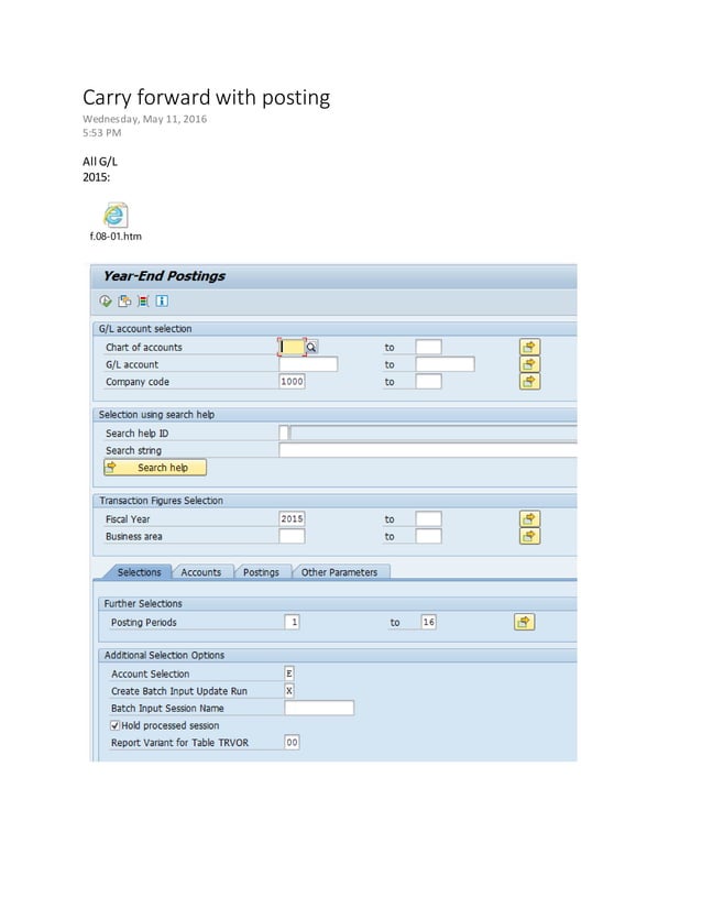 Carryforward with posting in SAP | DOCX