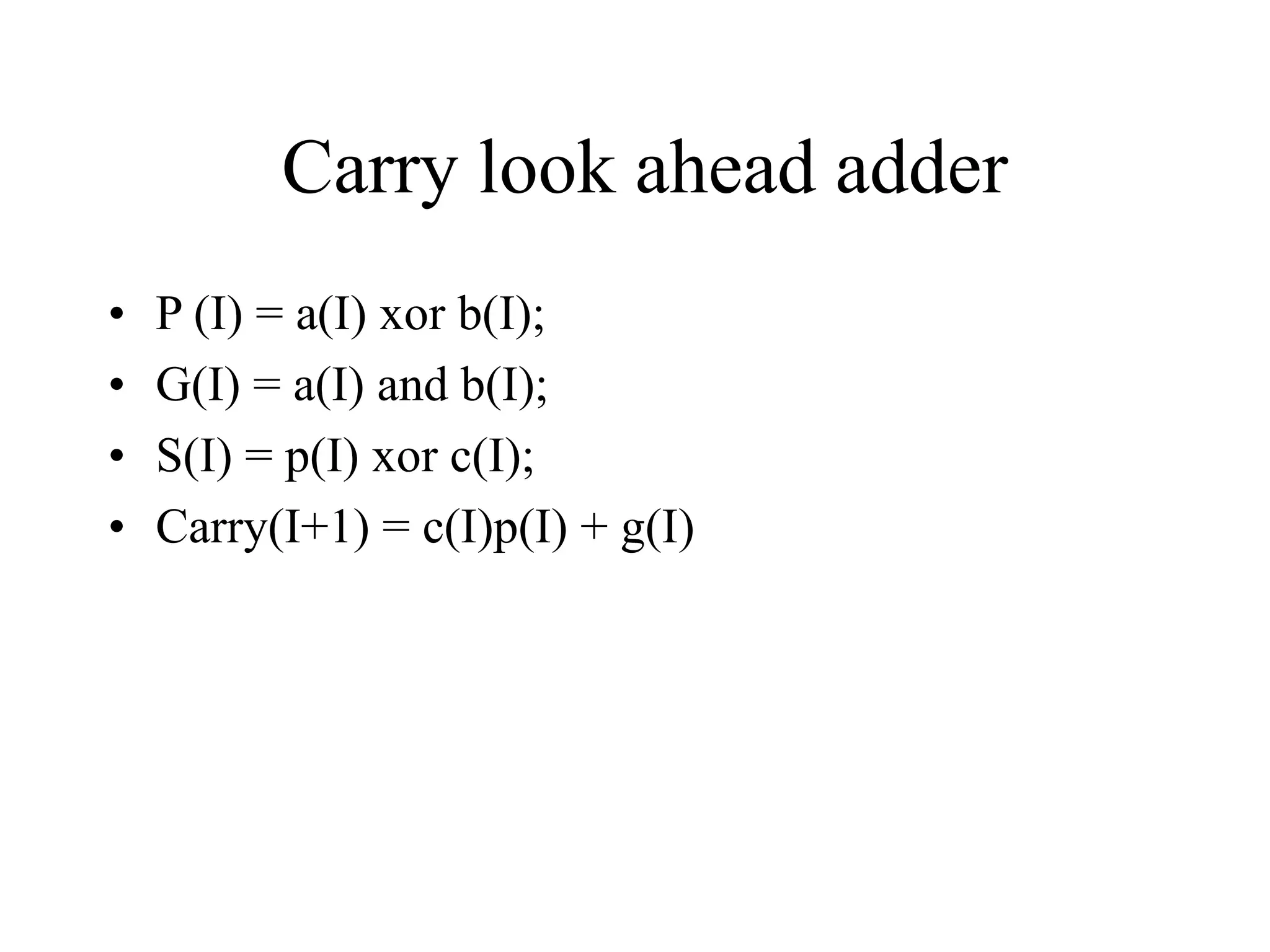 Carry Look Ahead Adder Explanation About Carry Lookahead Adder Ppt