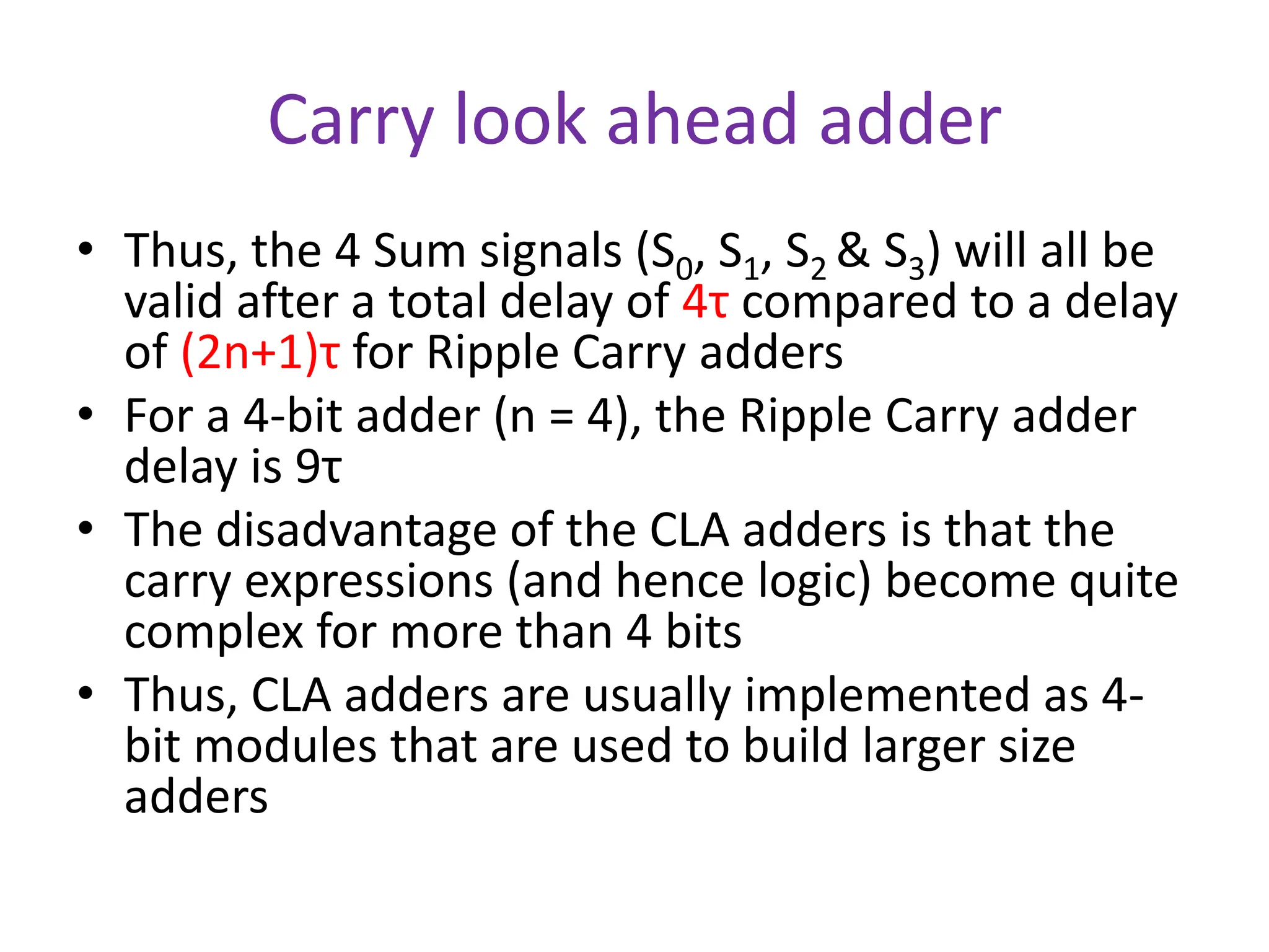 Carry Look Ahead Adder, ALU, Encoders and Decoders | PPT
