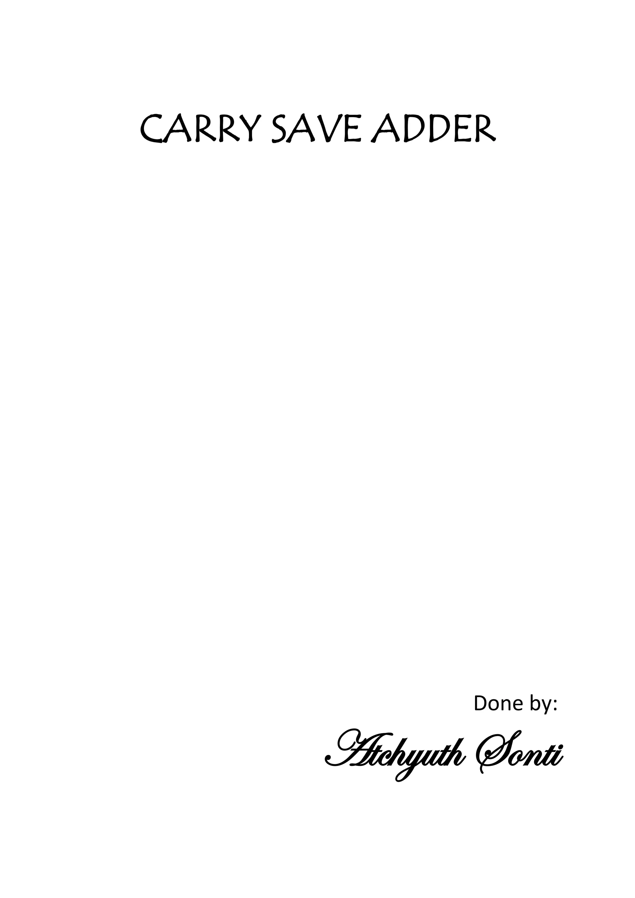 Carry save adder Type 2 | PDF | Programming Languages | Computing