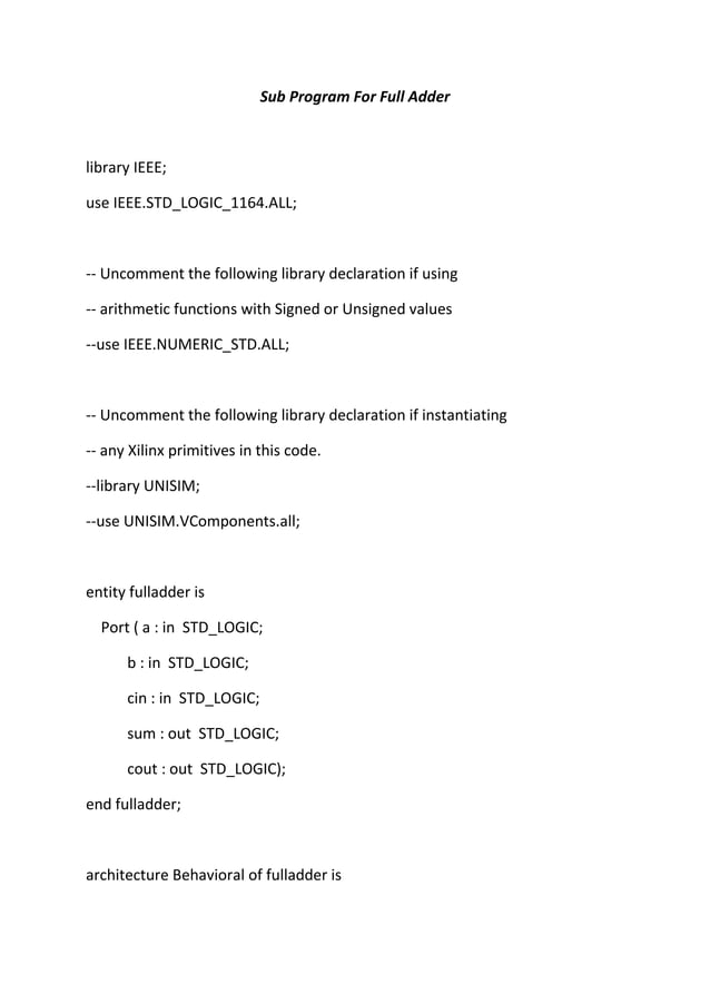 Carry save adder vhdl