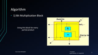Carry save multiplier | PPTX
