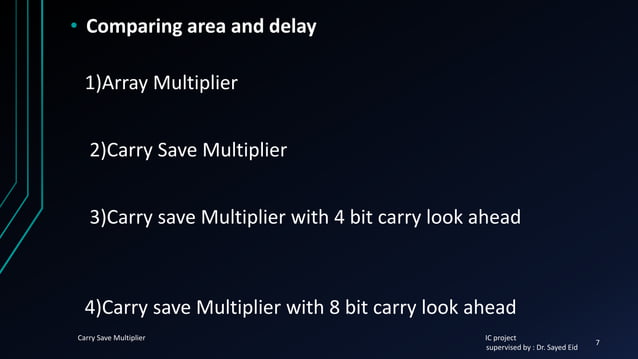 Carry save multiplier | PPTX