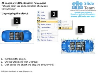 Cars 4 door blue car top view power point slides and ppt diagram ...