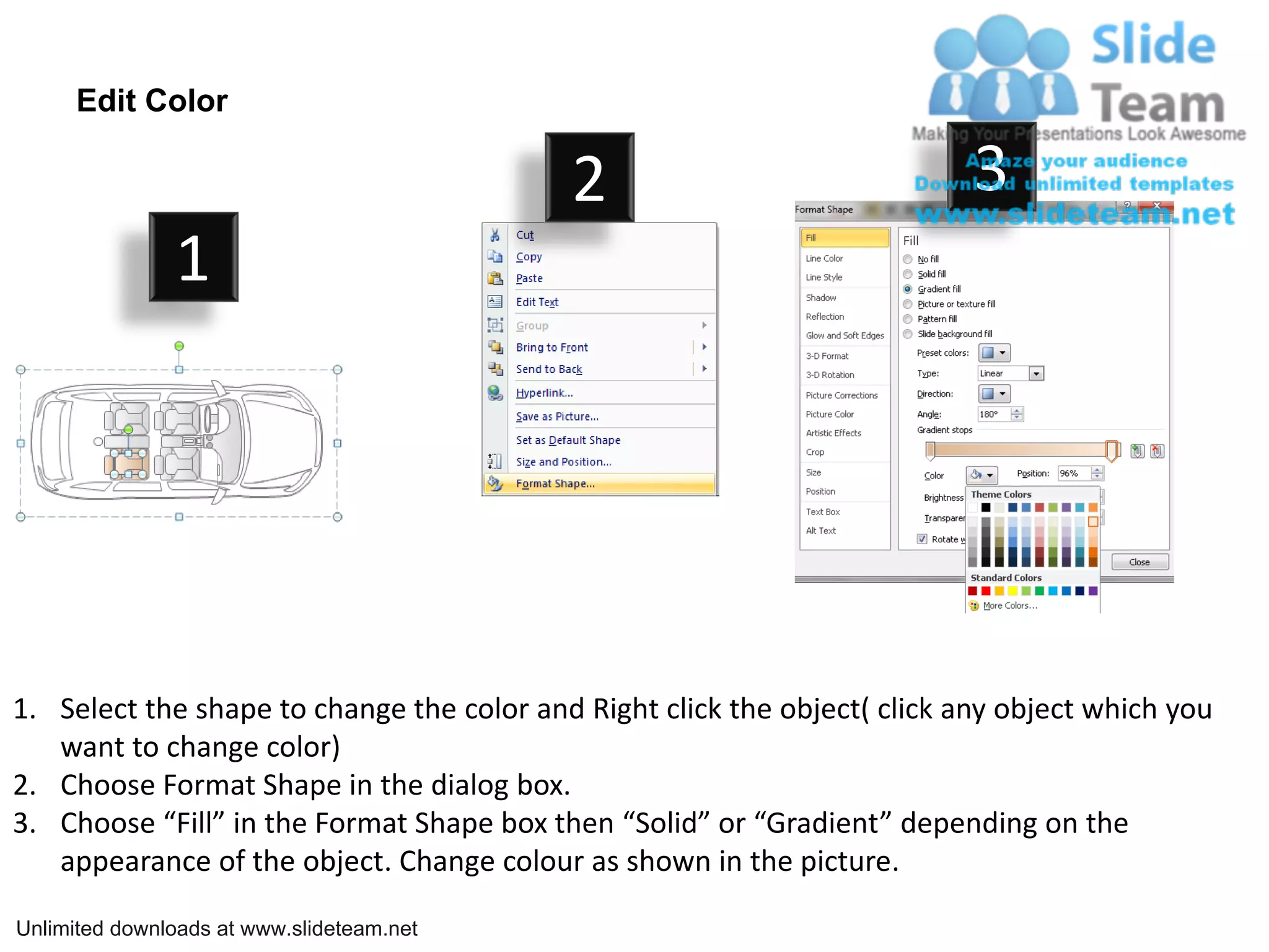 Cars 4 door red car top view power point slides and ppt diagram ...