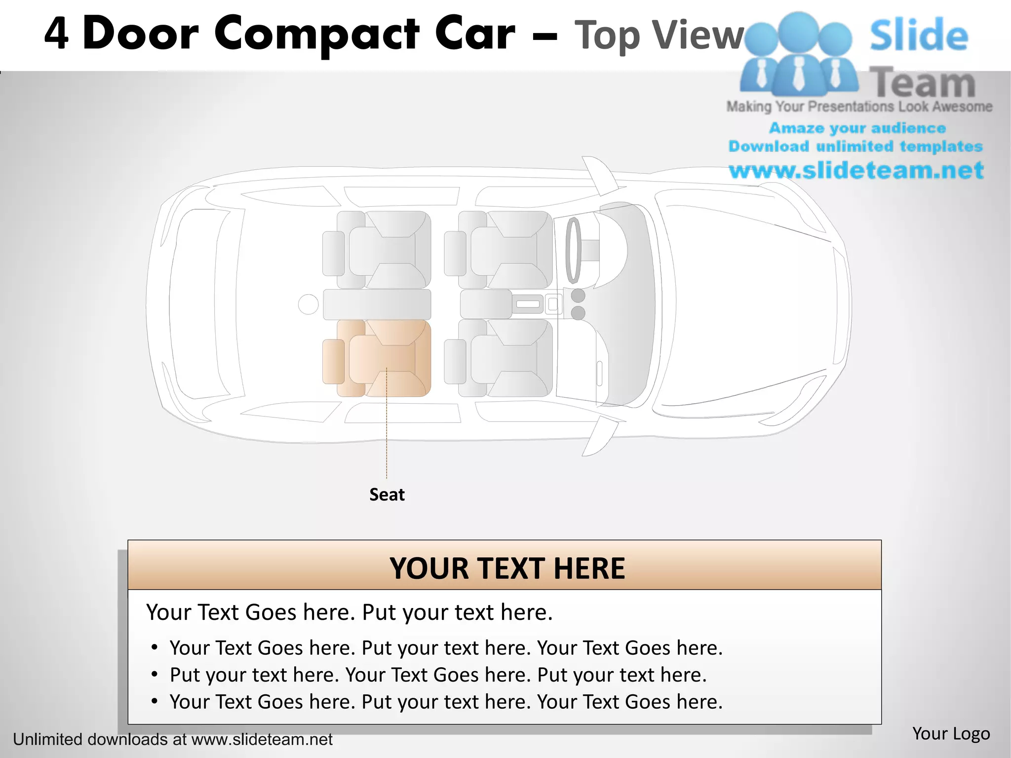 Cars 4 door red car top view power point slides and ppt diagram ...