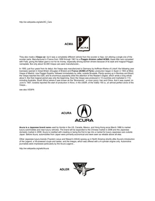 Cars a to z | DOCX