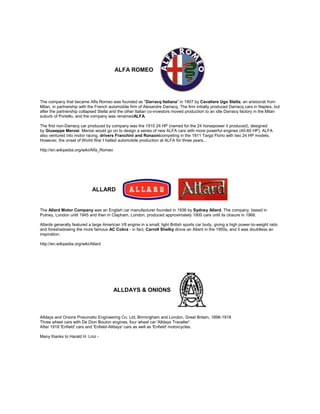 Cars a to z | DOCX