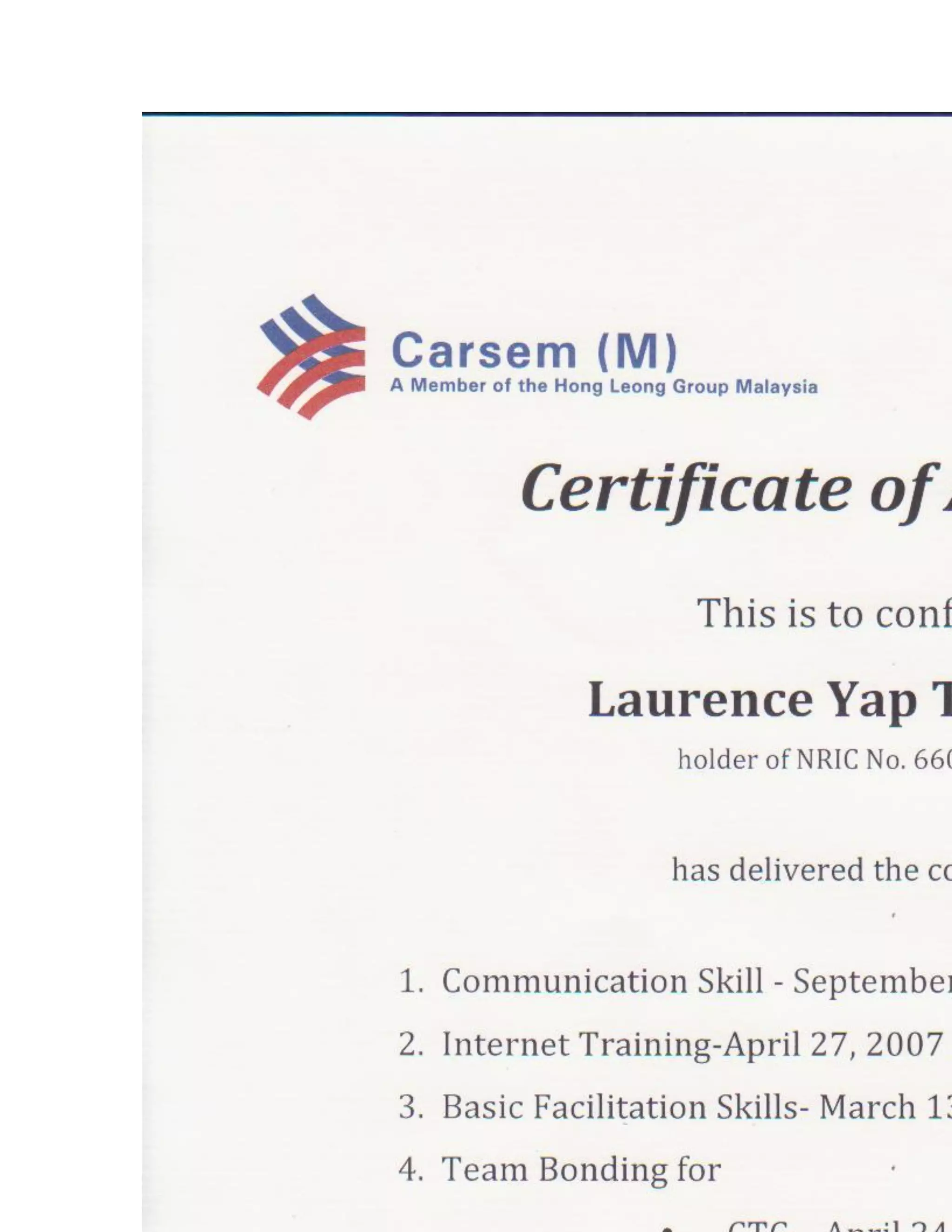 Carsem certified of teaching | PDF