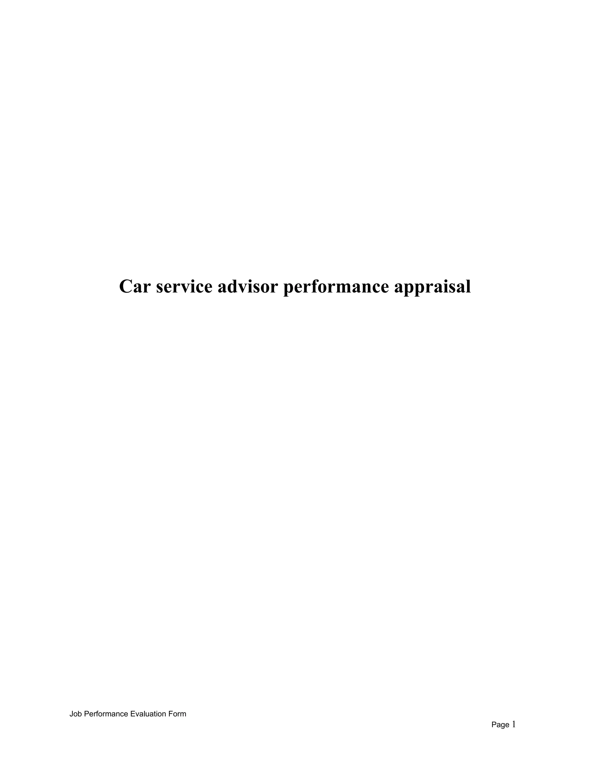 Car service advisor performance appraisal | DOC