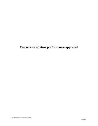 Car service advisor performance appraisal | DOC