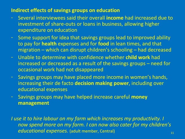 Savings groups, livelihoods and education | PPT