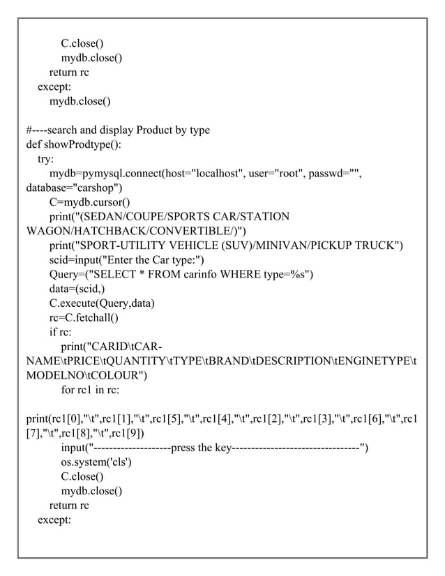 PYTHON PROJECT ON CARSHOP SYSTEM | PDF | Grocery Shopping | Shopping