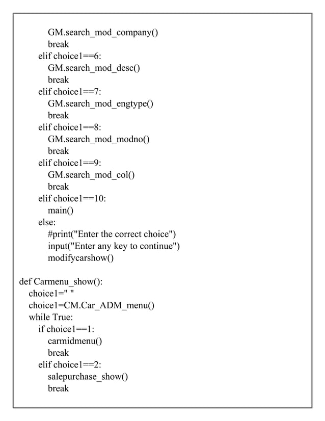 PYTHON PROJECT ON CARSHOP SYSTEM | PDF | Grocery Shopping | Shopping