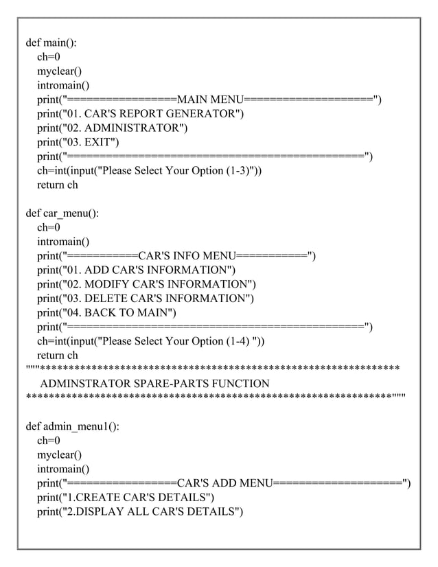 PYTHON PROJECT ON CARSHOP SYSTEM | PDF | Grocery Shopping | Shopping