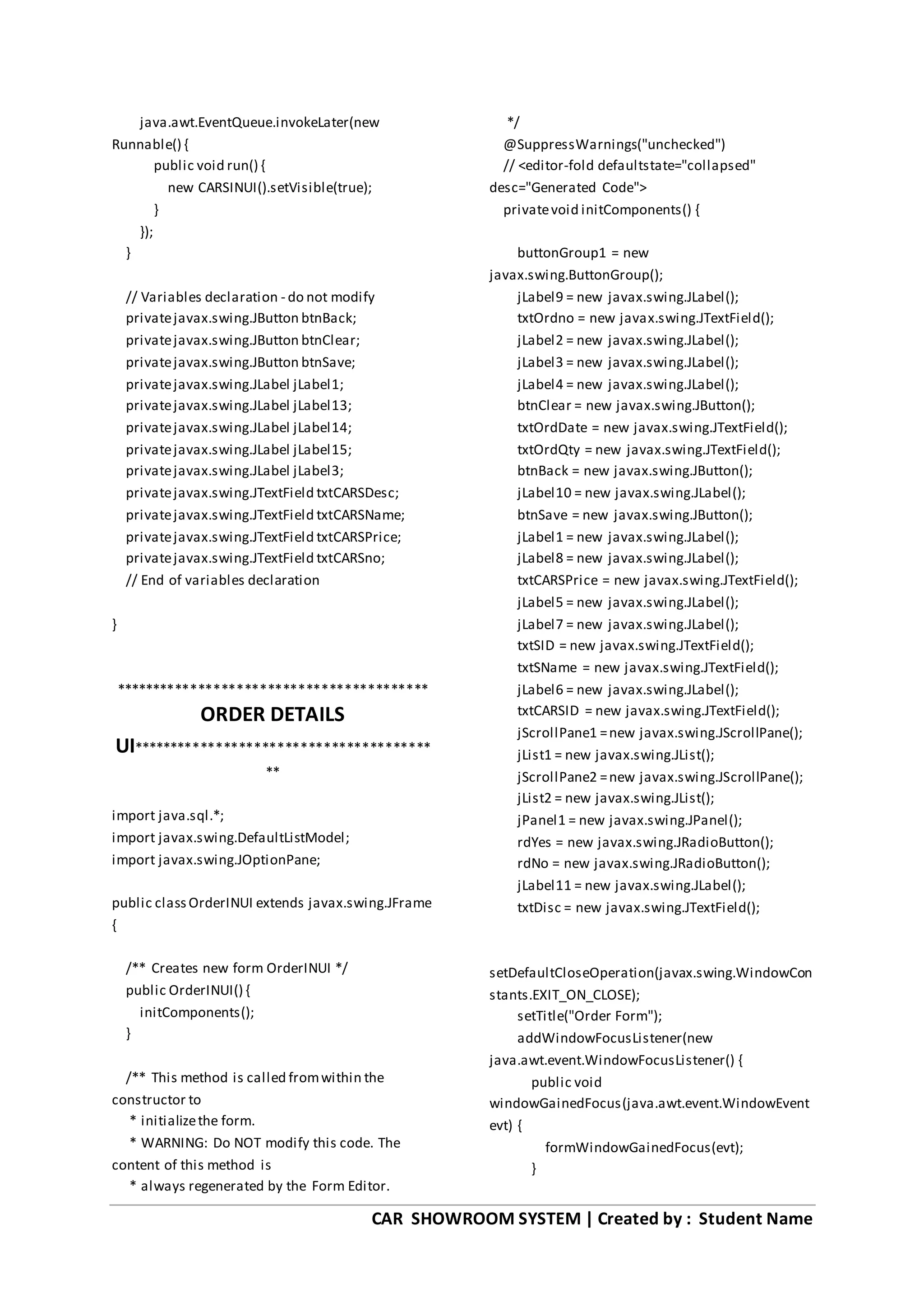 CAR SHOWROOM SYSTEM | DOCX