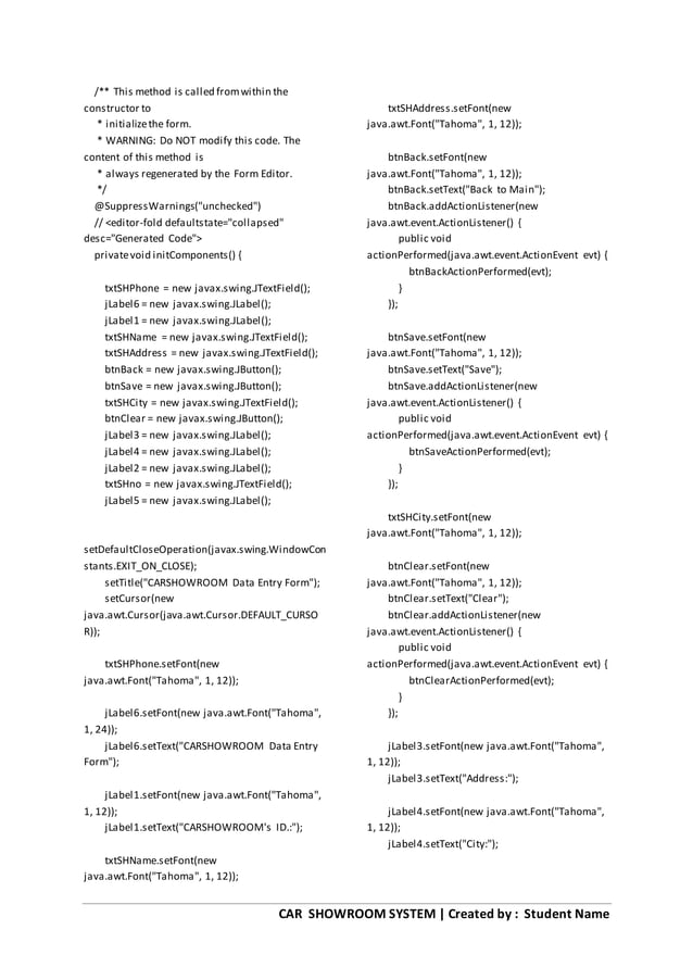 CAR SHOWROOM SYSTEM | DOCX