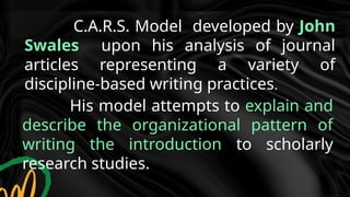 CARS MODEL IN PREPARING INTRO OF RESEARCH | PPTX