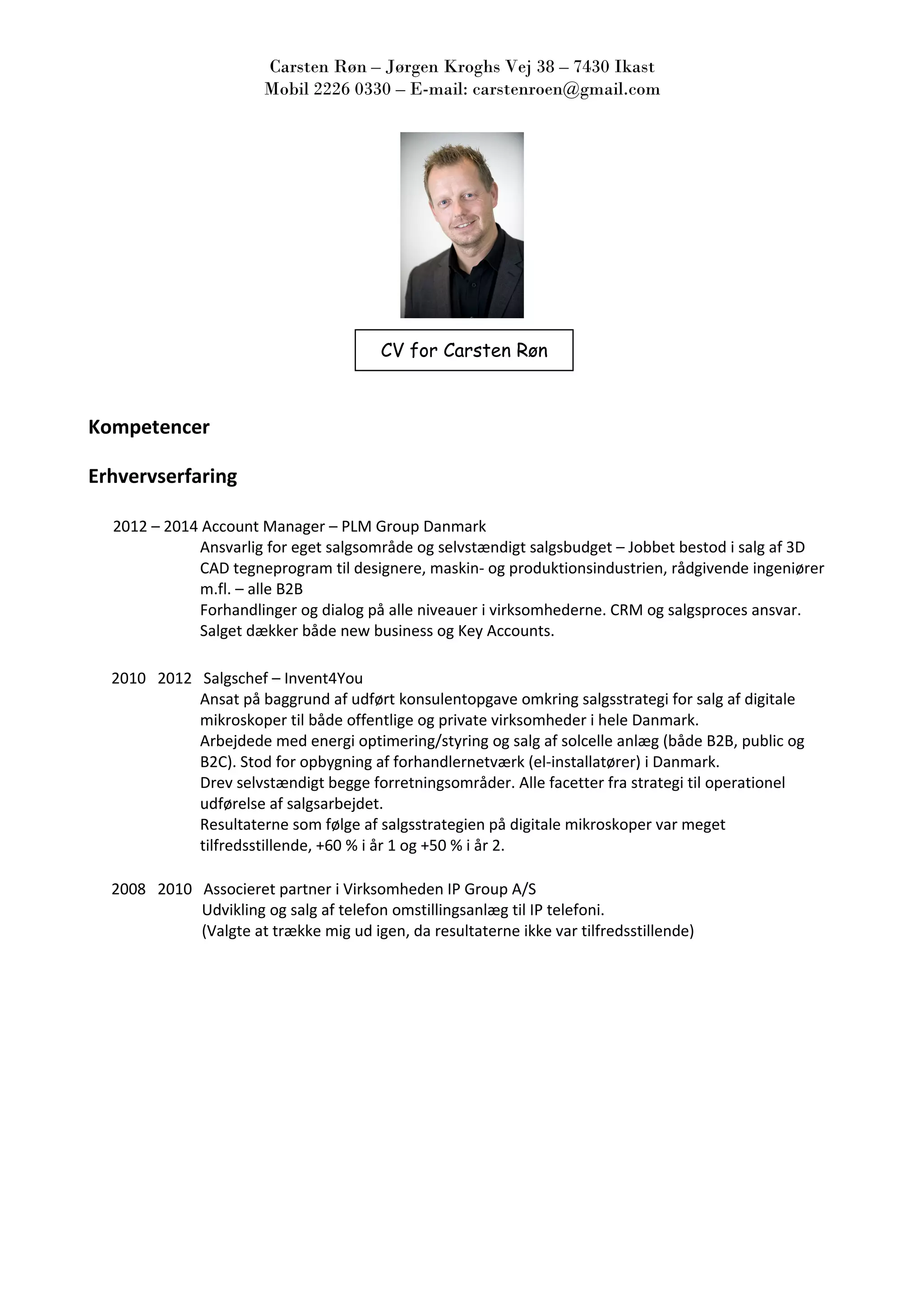 Carsten røn cv - 2014 | DOC