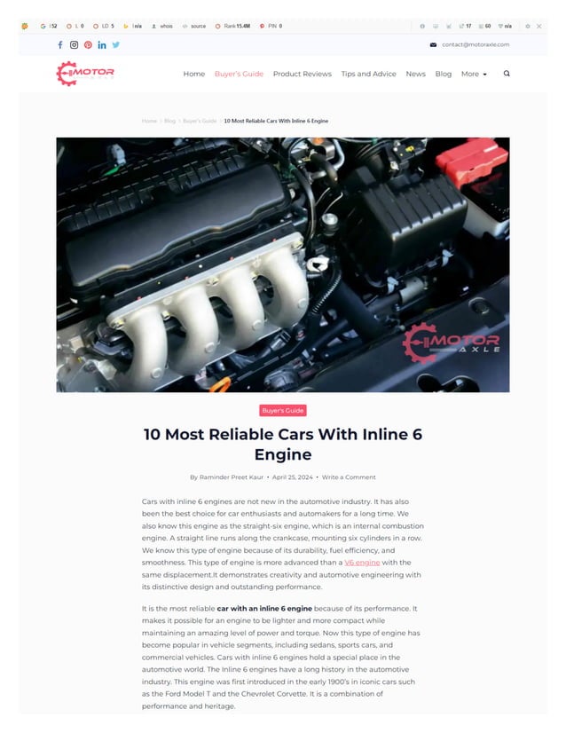 Exploring the Power and Elegance of Cars with Inline 6 Engines | PDF