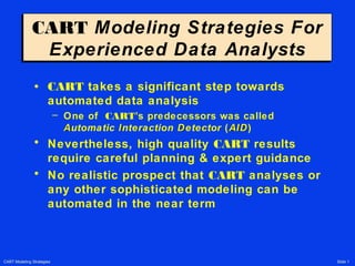CART Classification and Regression Trees Experienced User Guide | PPT