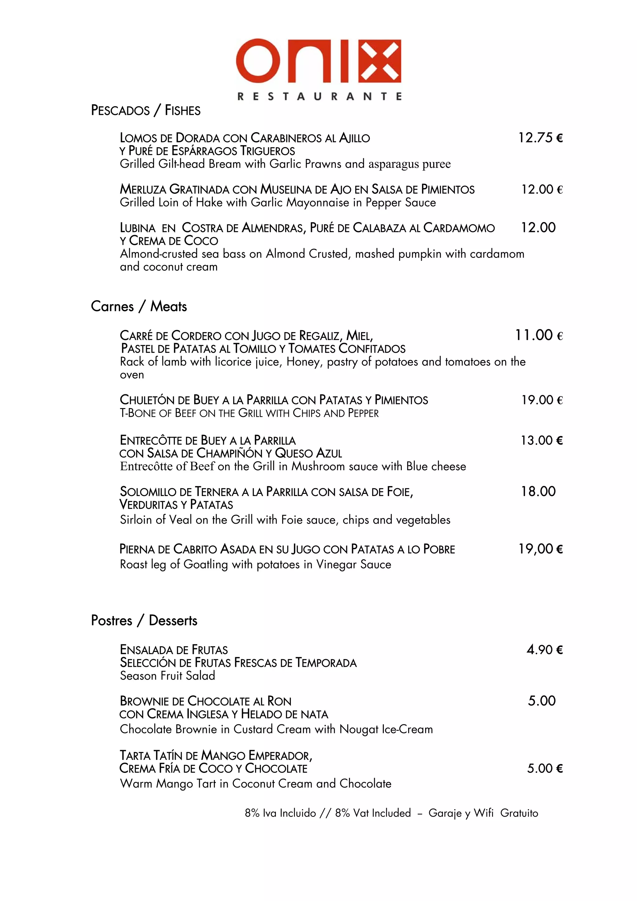 Carta-restaurante-Onix-Holiday-Inn-Elche | PDF
