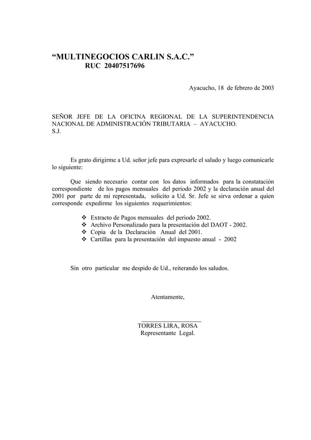Modelo De Carta De Sunat Image To U