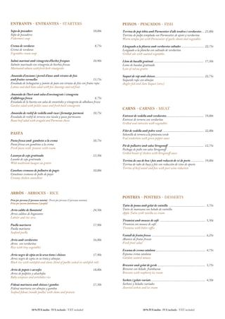 Carta 2018 Restaurant Cau del Vinyet | PDF