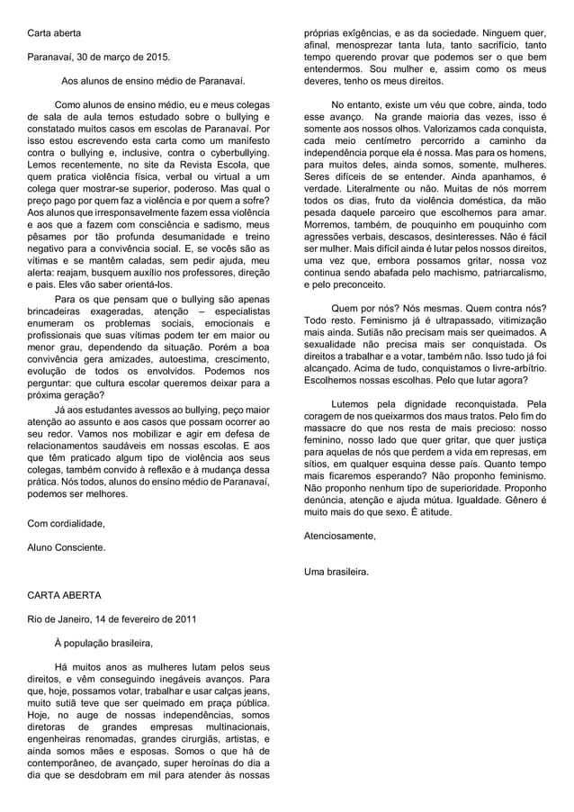 Carta aberta conceito e exemplos