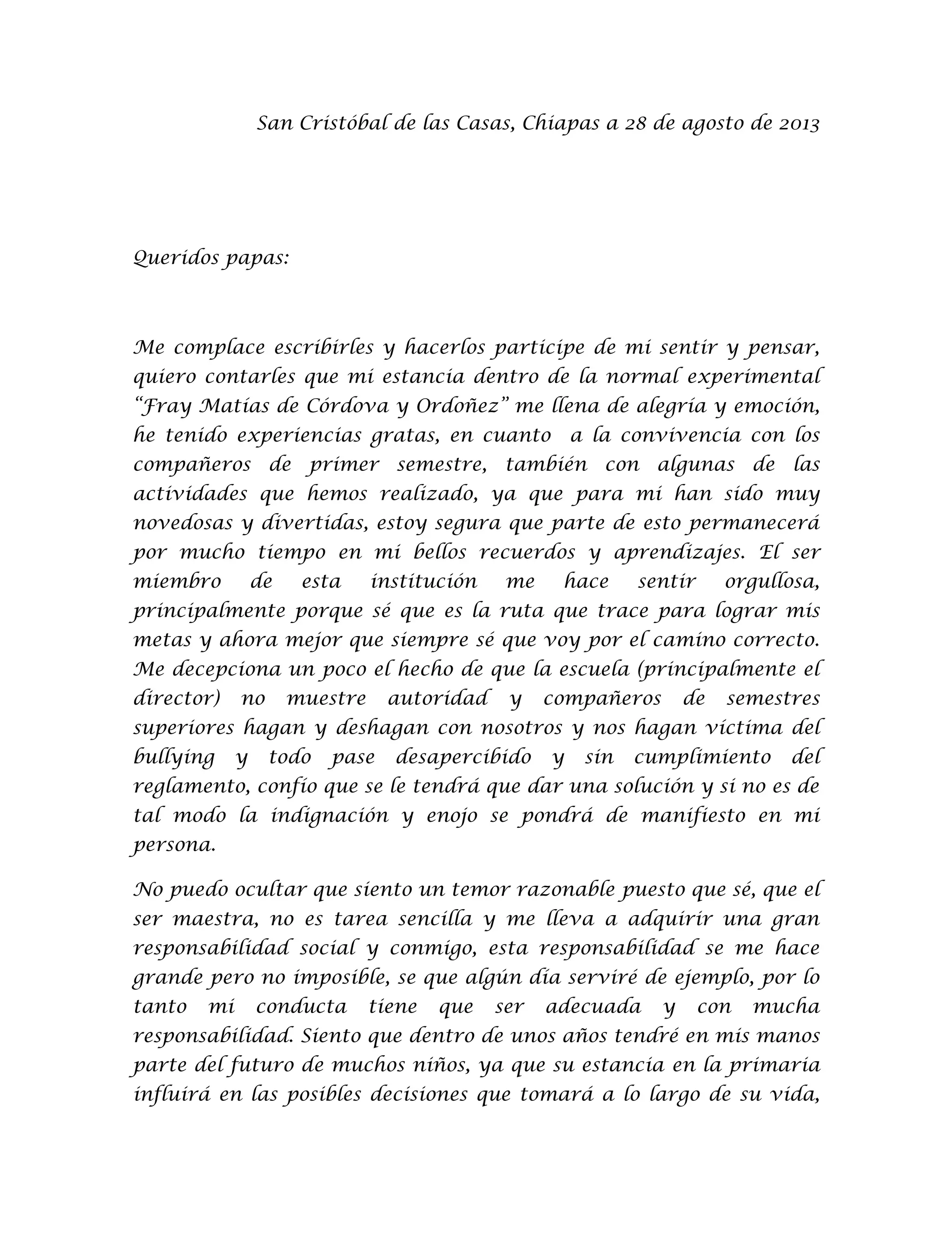 Carta a mis padres | DOCX