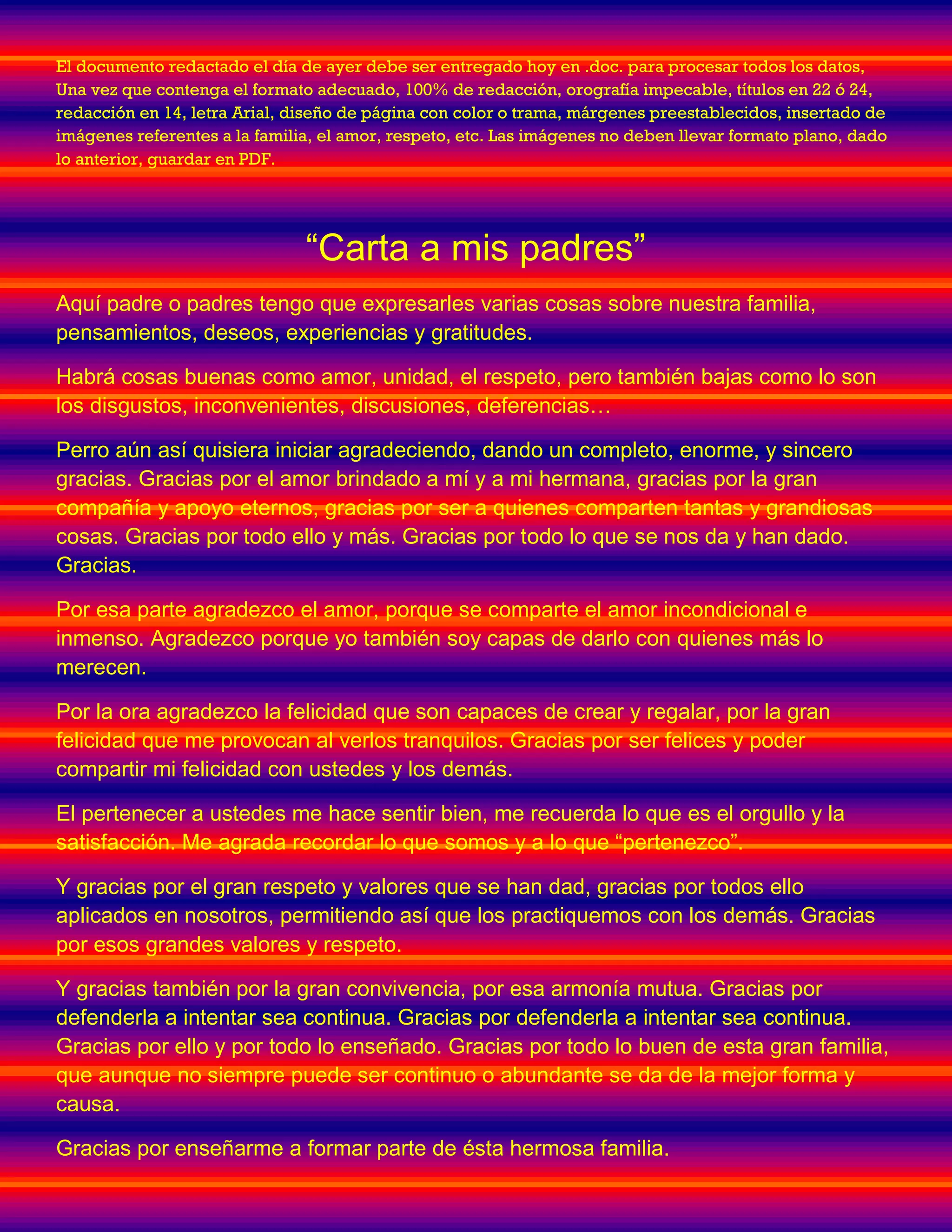 Carta a mis padres | PDF