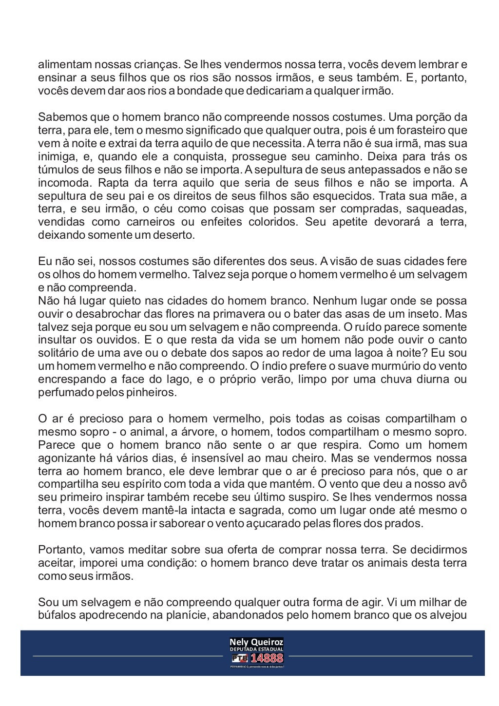Carta Do Chefe Seattle - RETOEDU