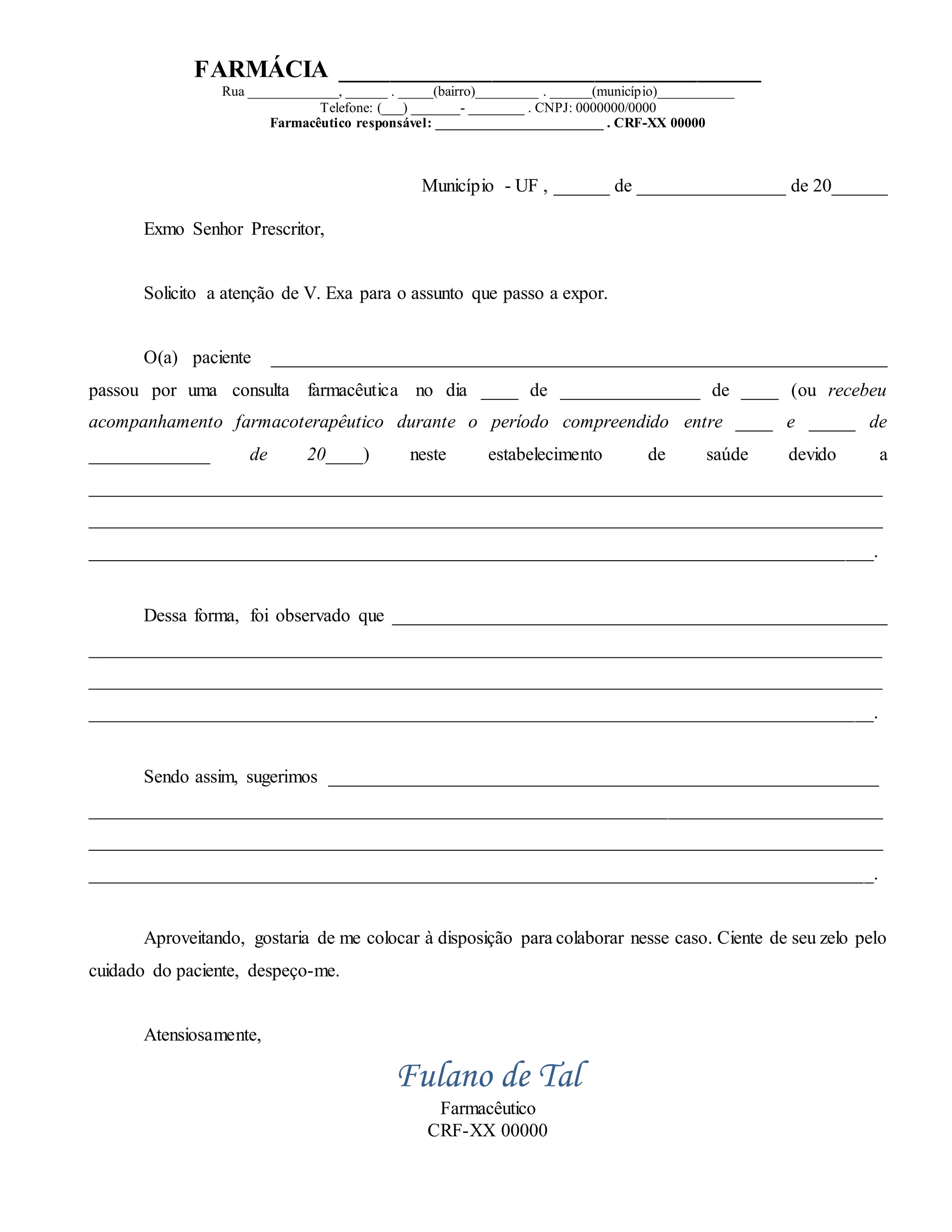 Carta ao prescritor | DOCX