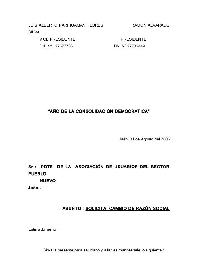 Ejemplo Carta Cambio Razon Social Empresa Nuevo Ejemplo