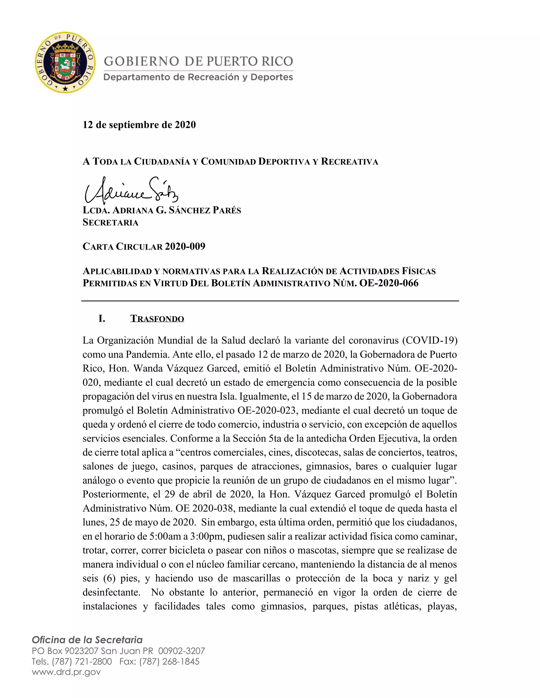 CARTA CIRCULAR 2020-009 APLICABILIDAD Y NORMATIVAS PARA LA REALIZACIÓN ...