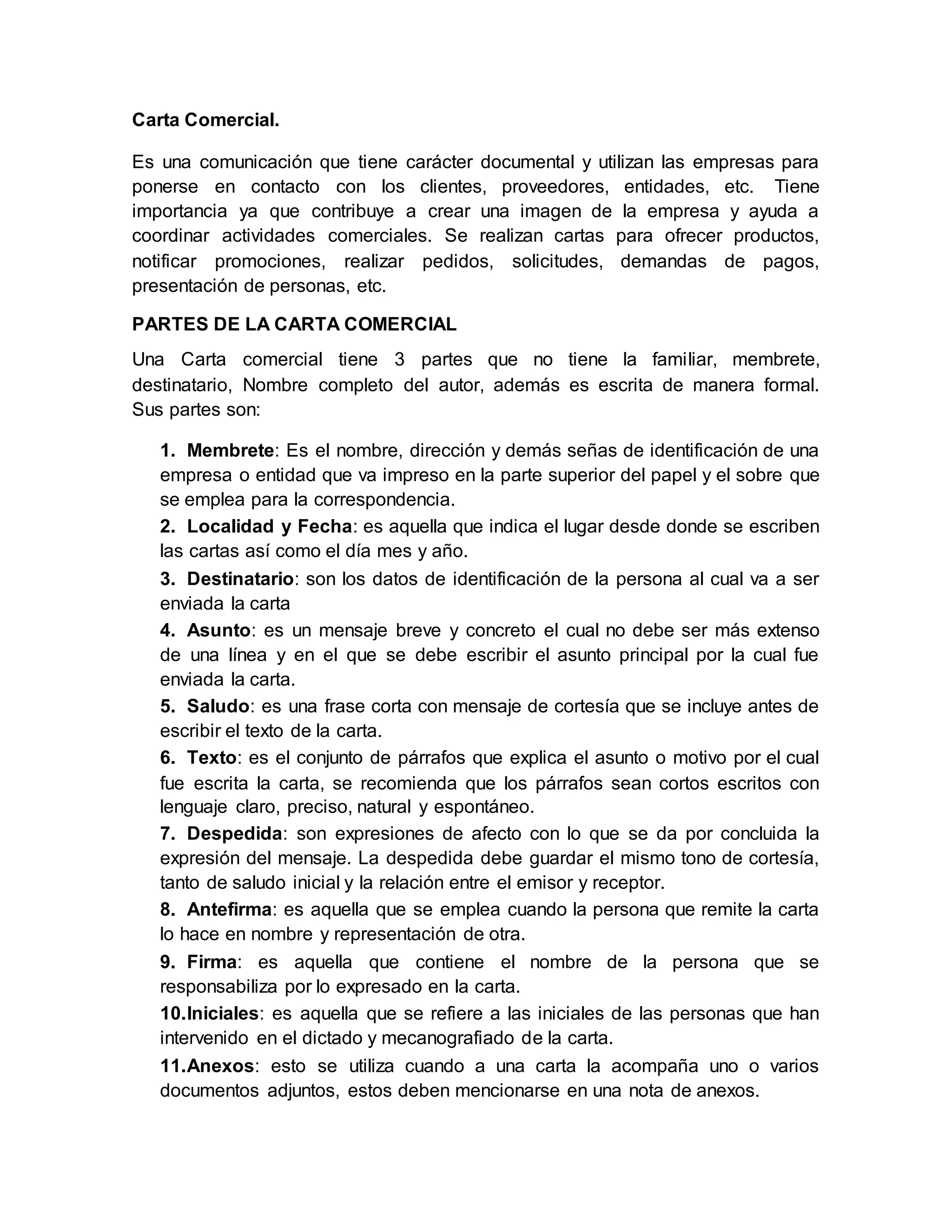 Carta comercial. | PDF